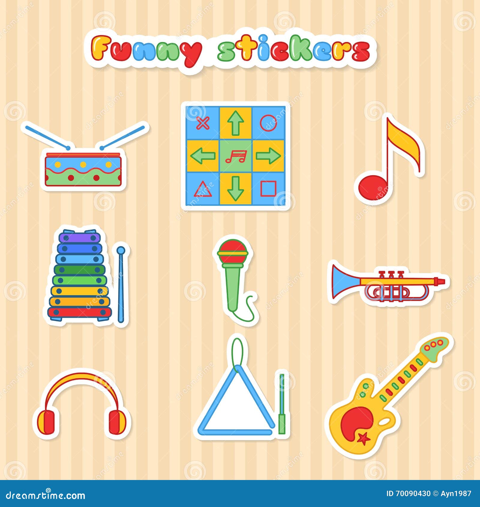 Set of Vector Musical Instrumen Stickers. Stock Vector - Illustration ...