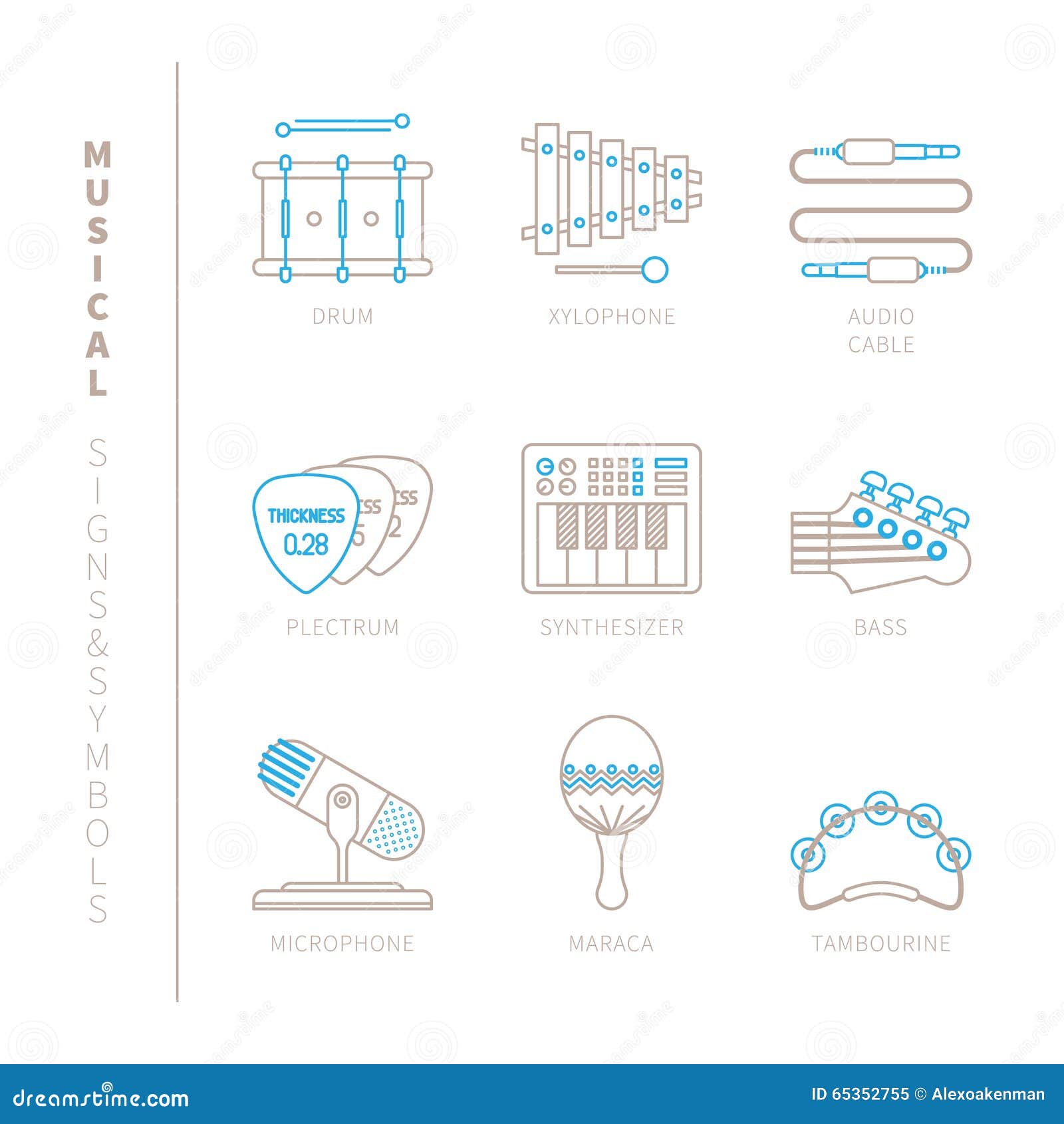 Set of Vector Musical Instrument Icons and Concepts in Mono Thin Line ...
