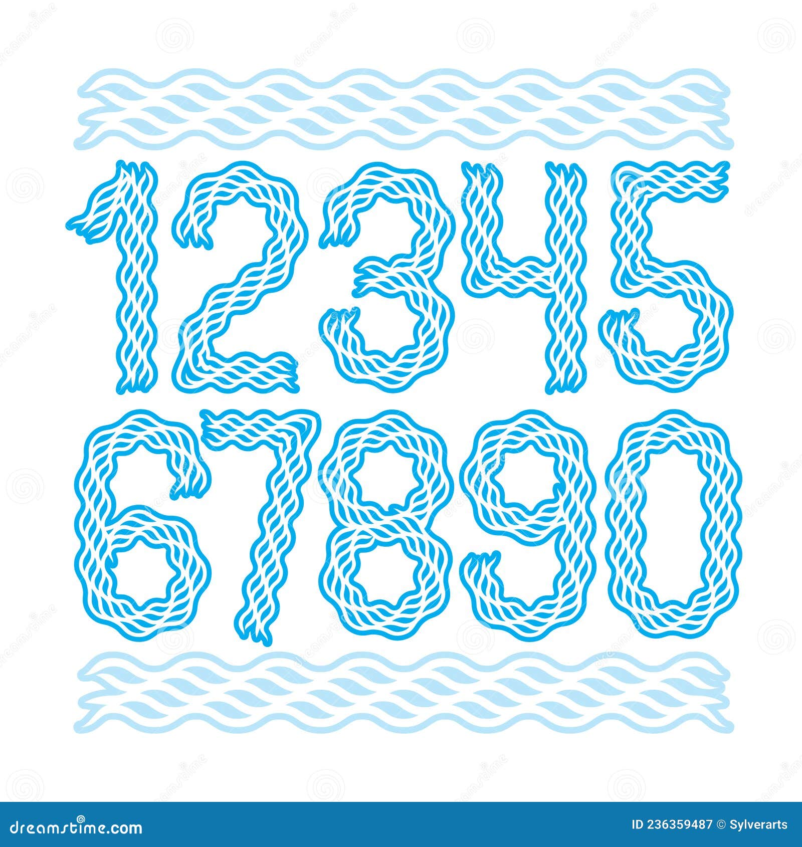 Set of Vector Numbers Created Using Elegant Flowing Lines. Stock Vector ...