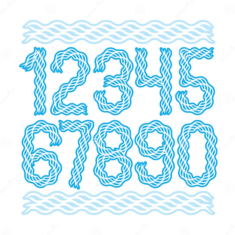 Set of Vector Numbers Created Using Elegant Flowing Lines. Stock Vector ...