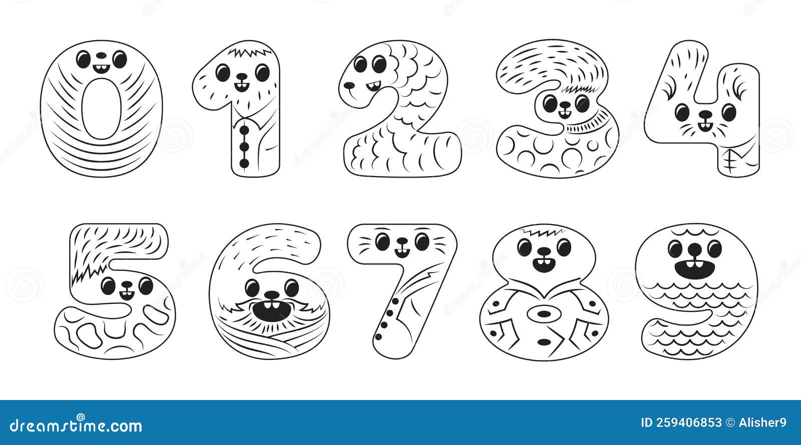 Set of Vector Numbers in the Form of Cartoon Funny Monsters and ...