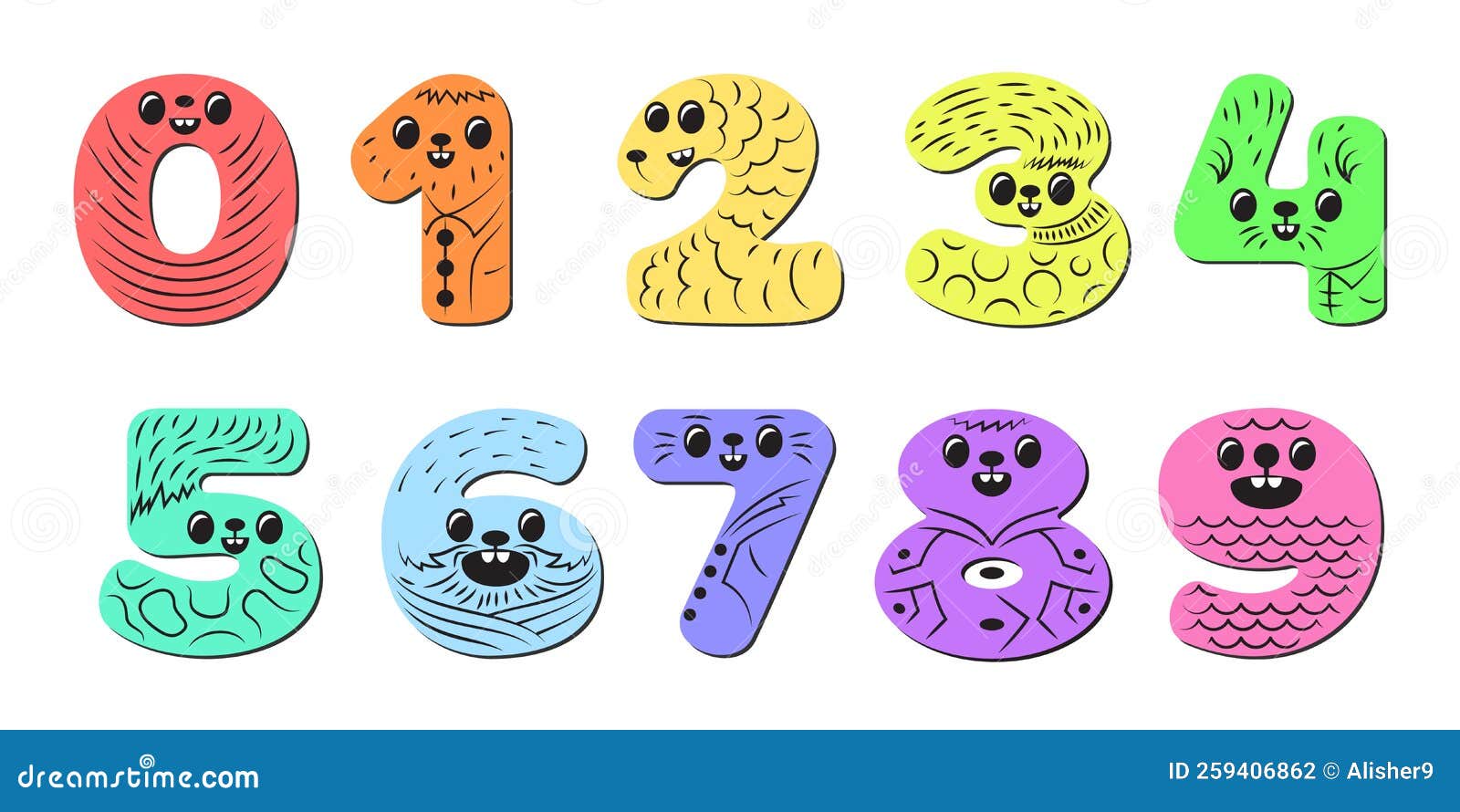 Set of Vector Numbers in the Form of Cartoon Funny Monsters and ...