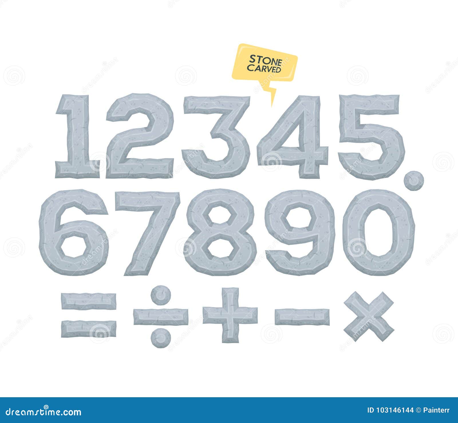 Set of Vector Numbers and Mathematical Signs. Volumetric Elements with ...
