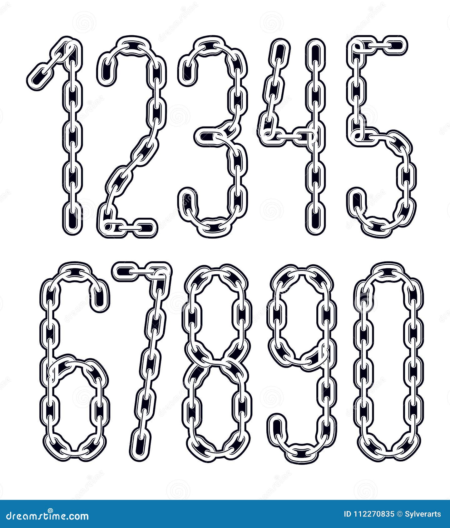 Set of Vector Numbers from 0 To 9. Cool Numerals for Use As Post Stock ...