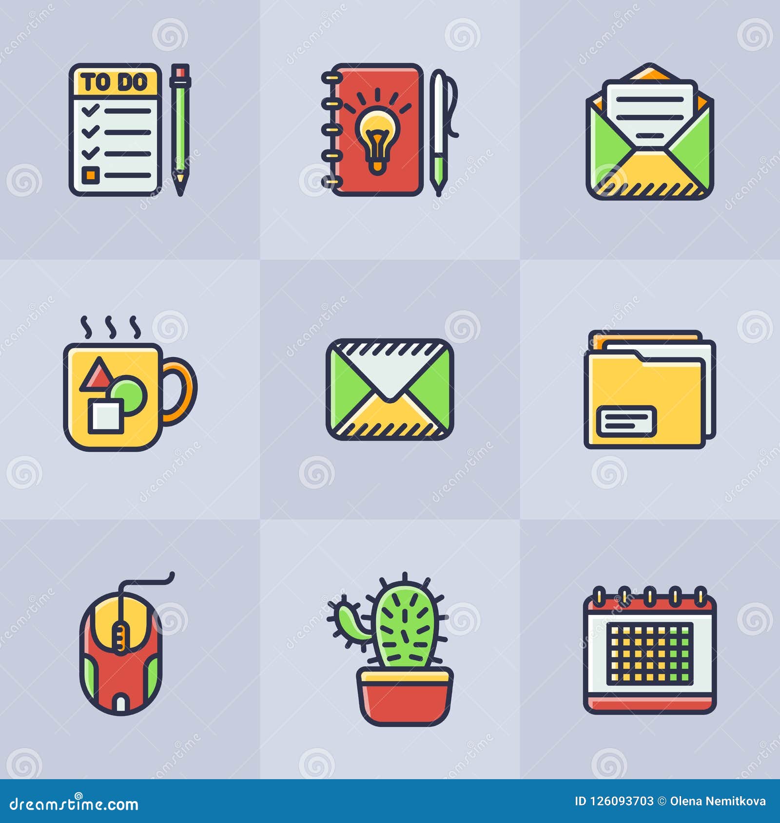 Set of vector office icons stock vector. Illustration of idea - 126093703