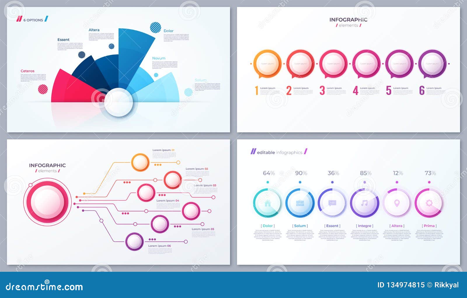 Set of Vector 6 Options Infographic Designs, Templates for Web, Stock ...