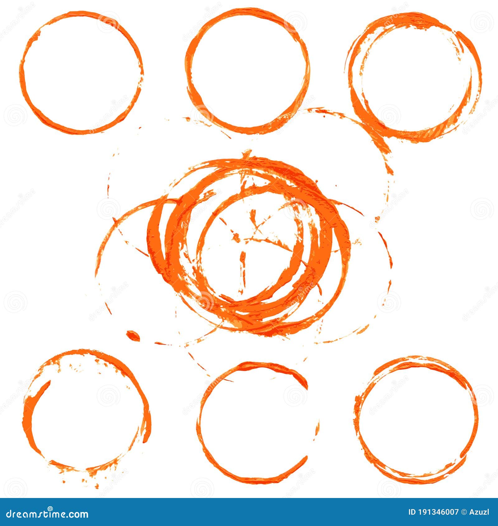Set of Vector Orange Circle Prints on Paper Stock Vector - Illustration ...