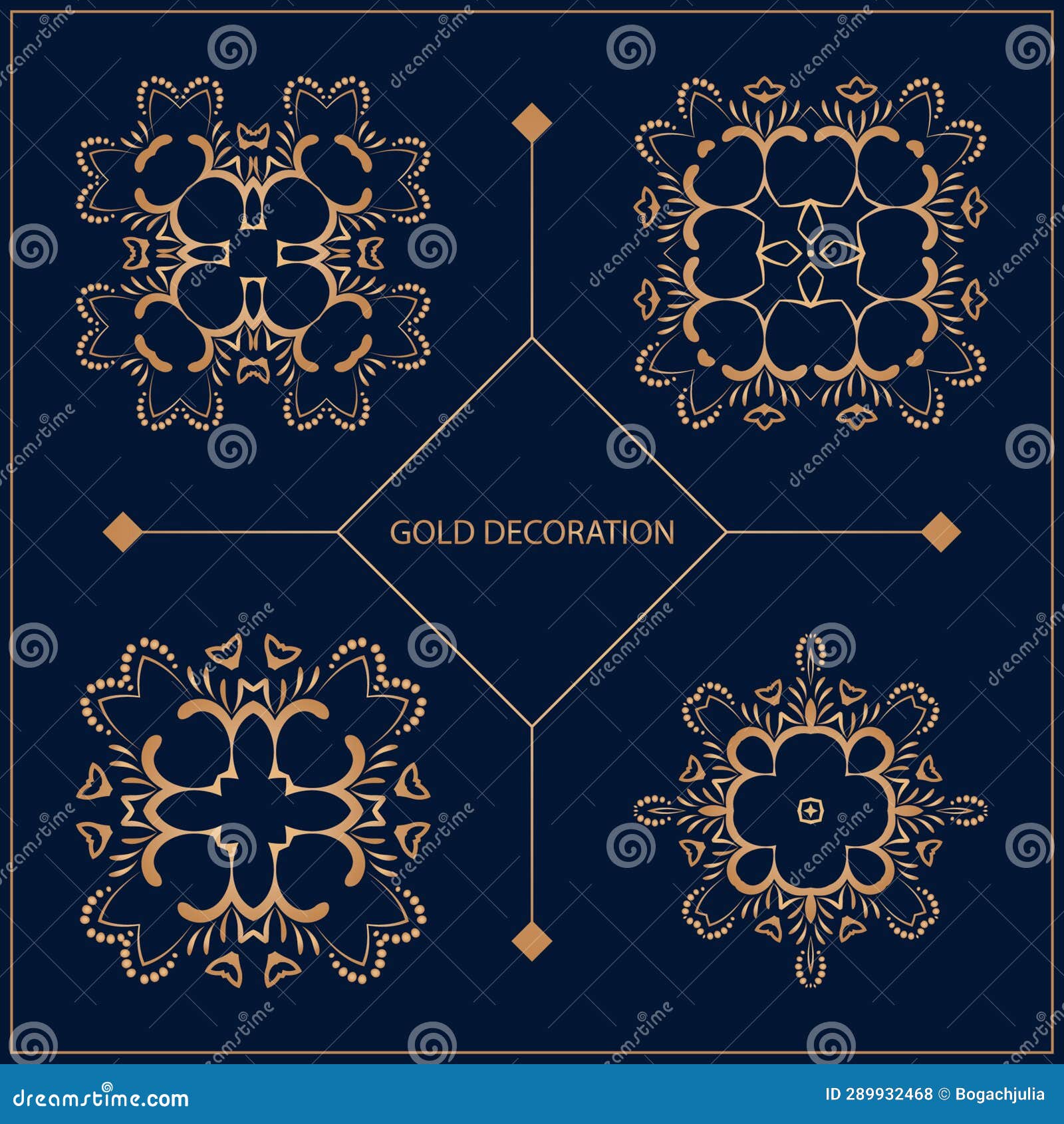 Set 4 of Vector Ornamental Square Pattern. Arabesque Stock Illustration ...