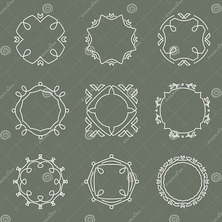 Set of Vector Outline Design Elements Stock Vector - Illustration of ...
