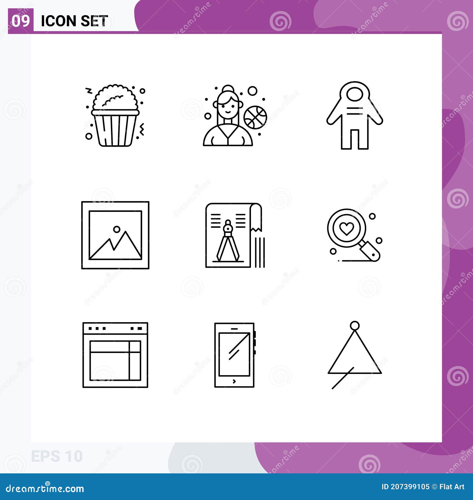 Modern Set of 9 Outlines and Symbols Such As File, Tool, People ...