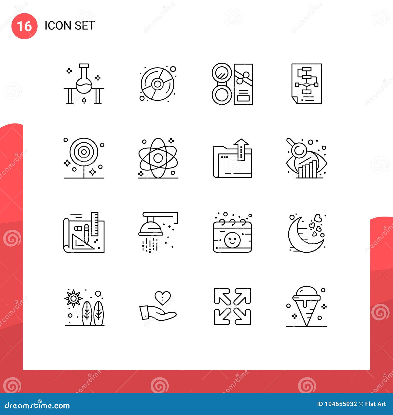 16 Thematic Vector Outlines and Editable Symbols of Strategy, Document ...
