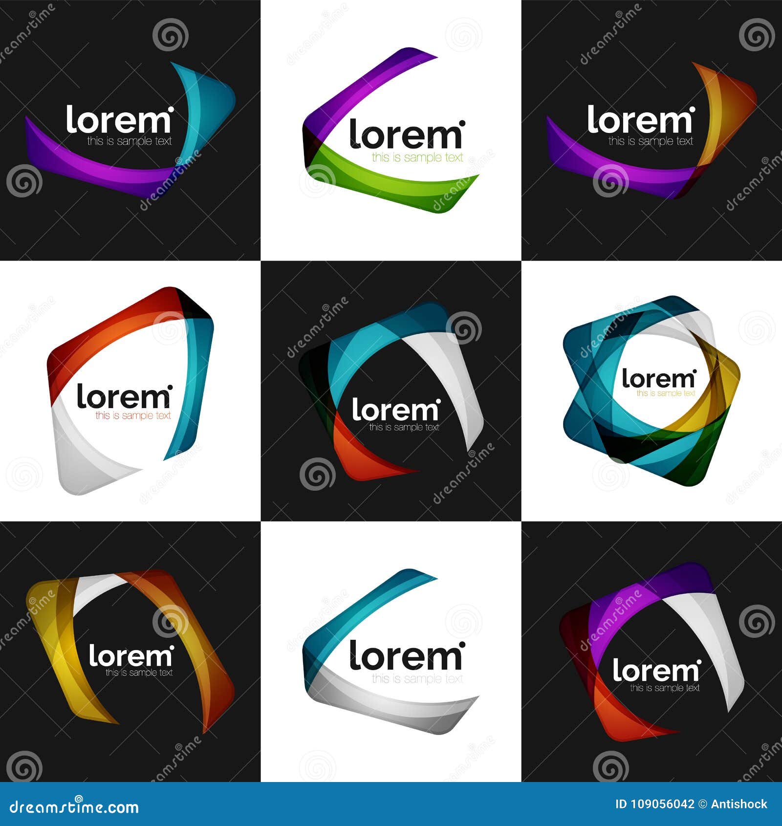 Set of Vector Overlapping Shapes Business Emblems Stock Vector ...