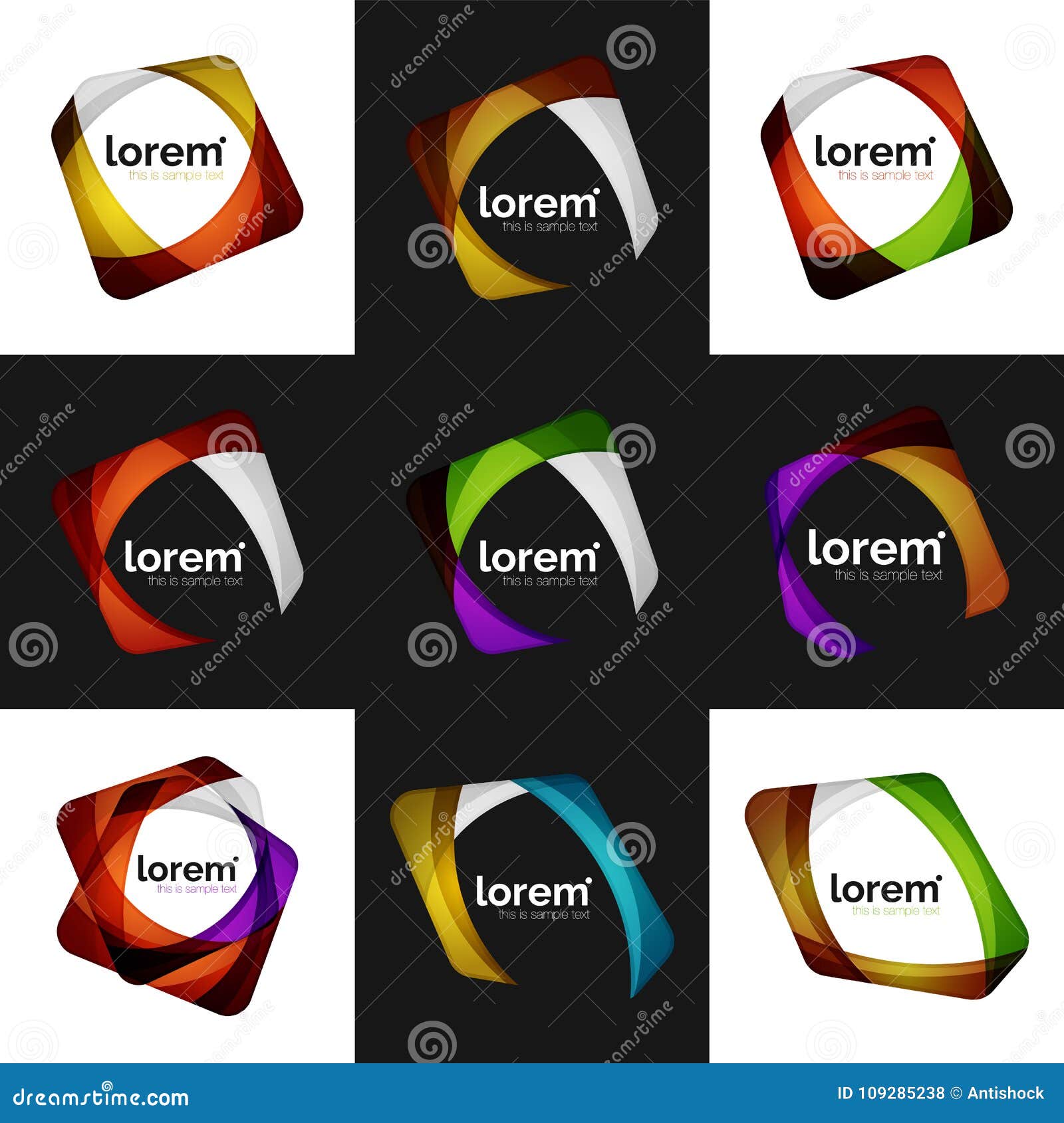 Set of Vector Overlapping Shapes Business Emblems Stock Vector ...