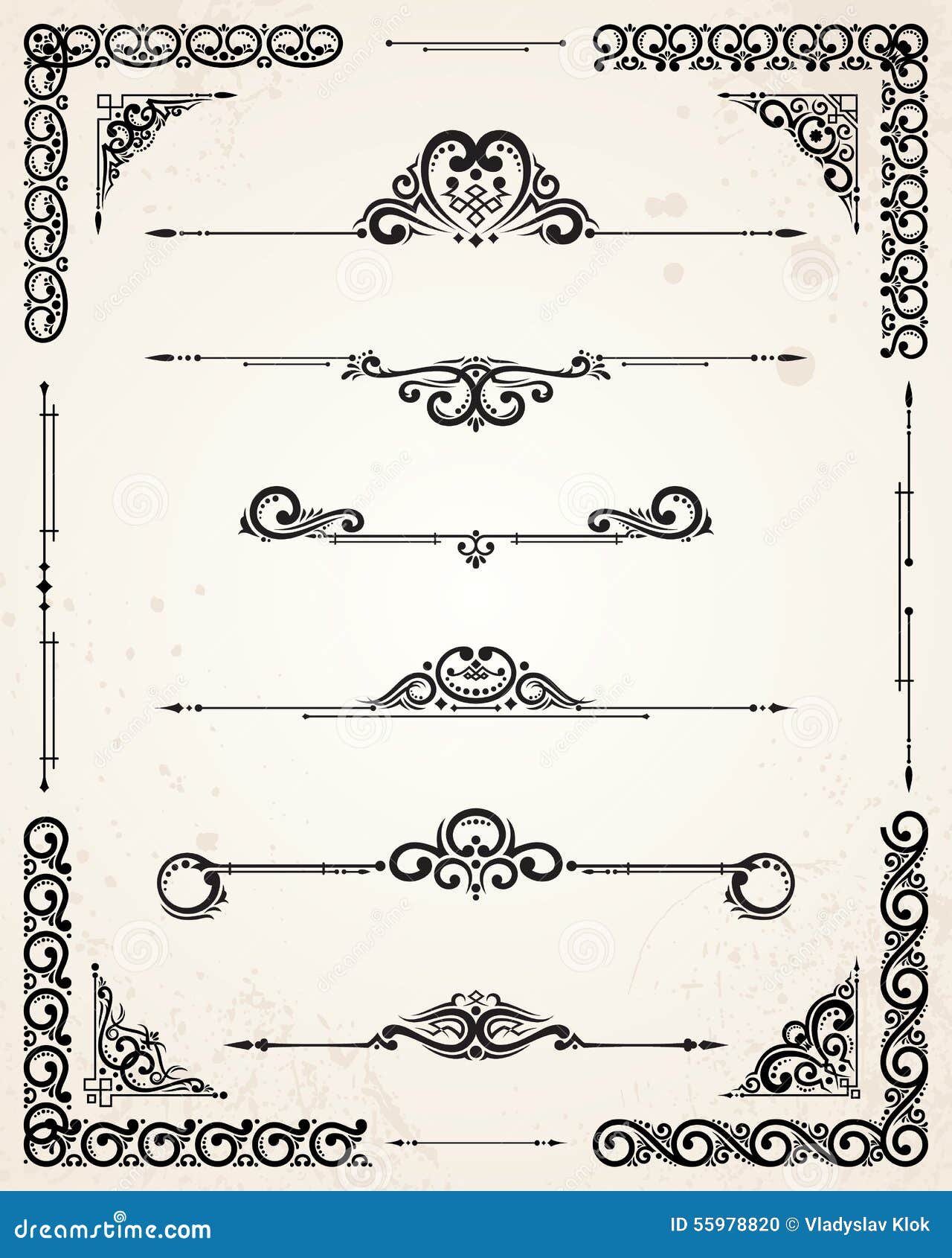 Set of Vector Page Decoration Elements Stock Vector - Illustration of ...