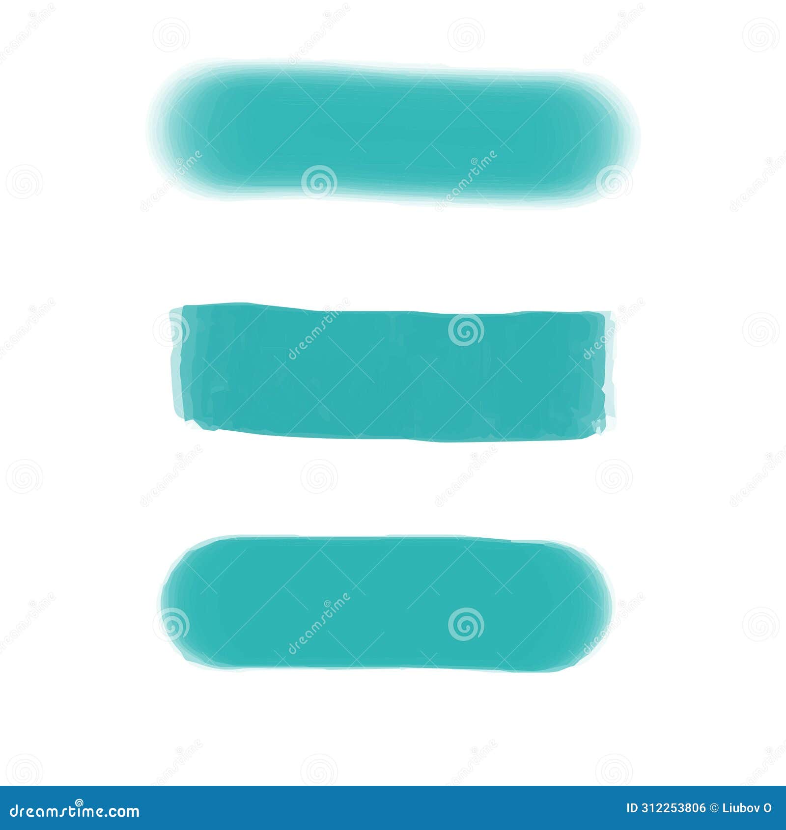Set of Vector Paint Brush Stroke. Turquoise Watercolor Texture ...