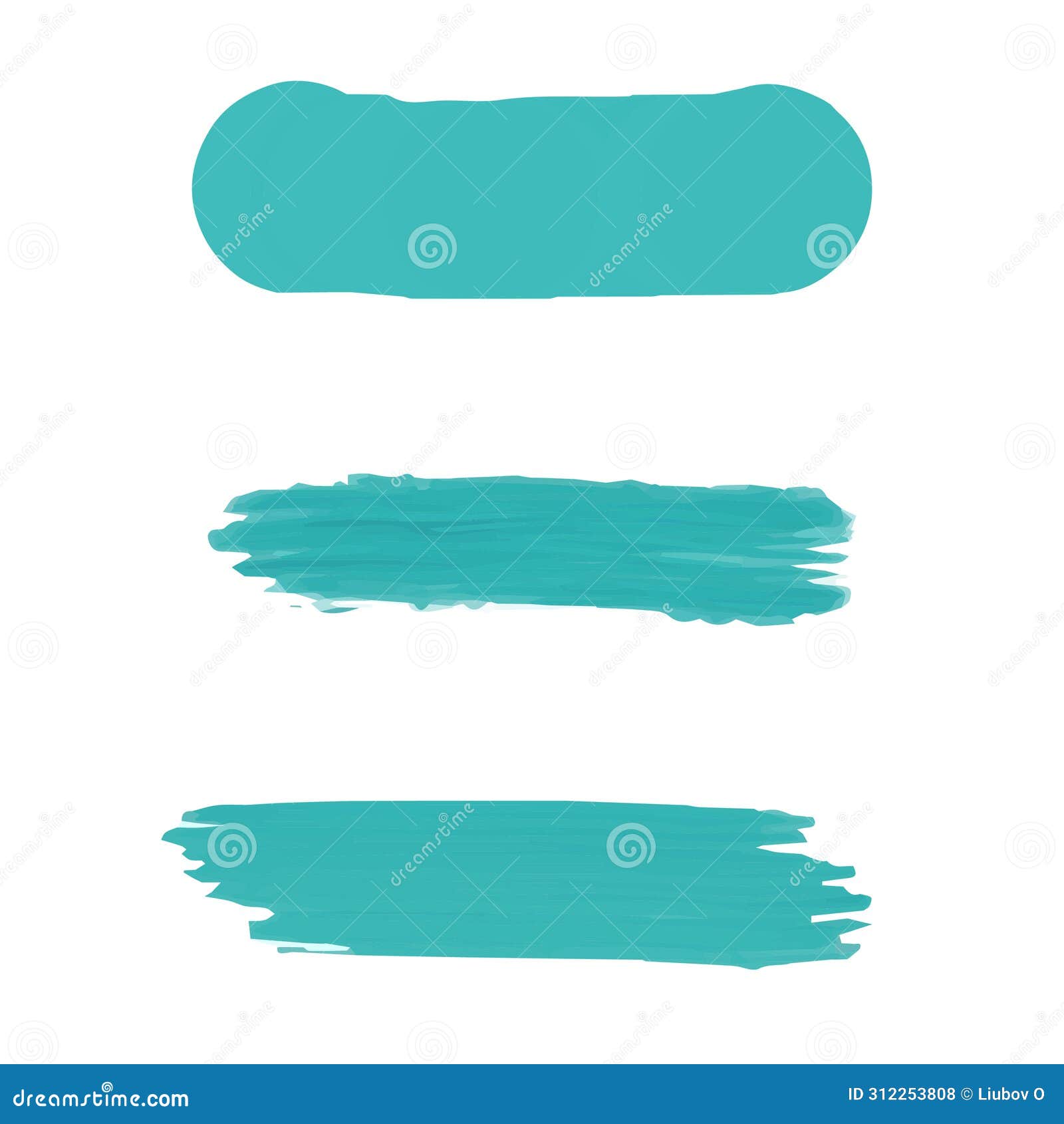 Set of Vector Paint Brush Stroke. Turquoise Watercolor Texture ...