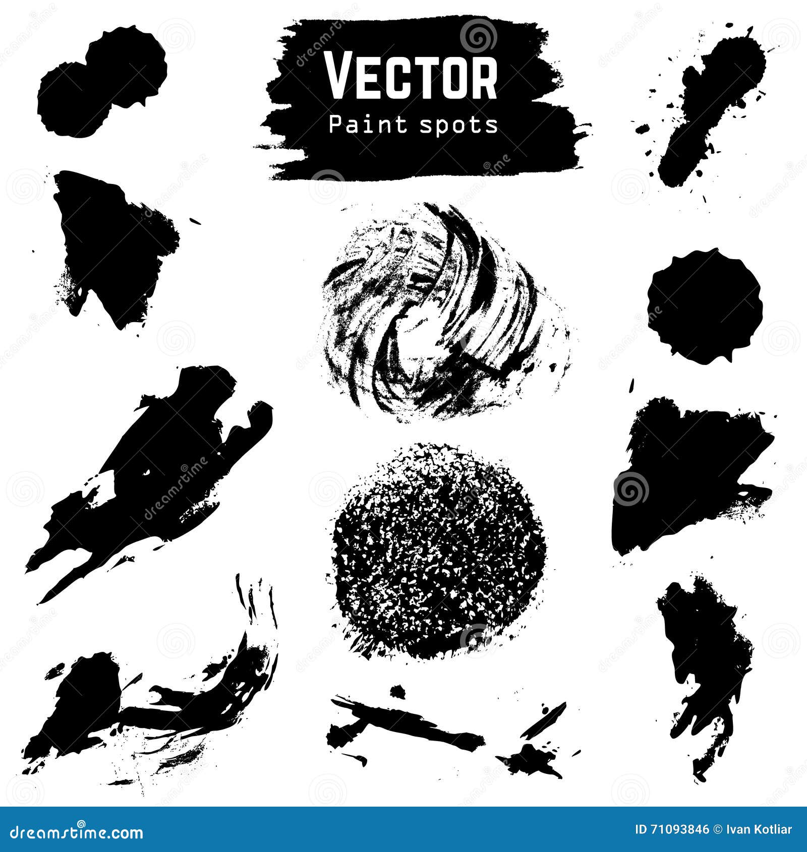 Set of Vector Paint Spots. Grunge Vector Stains Stock Illustration ...
