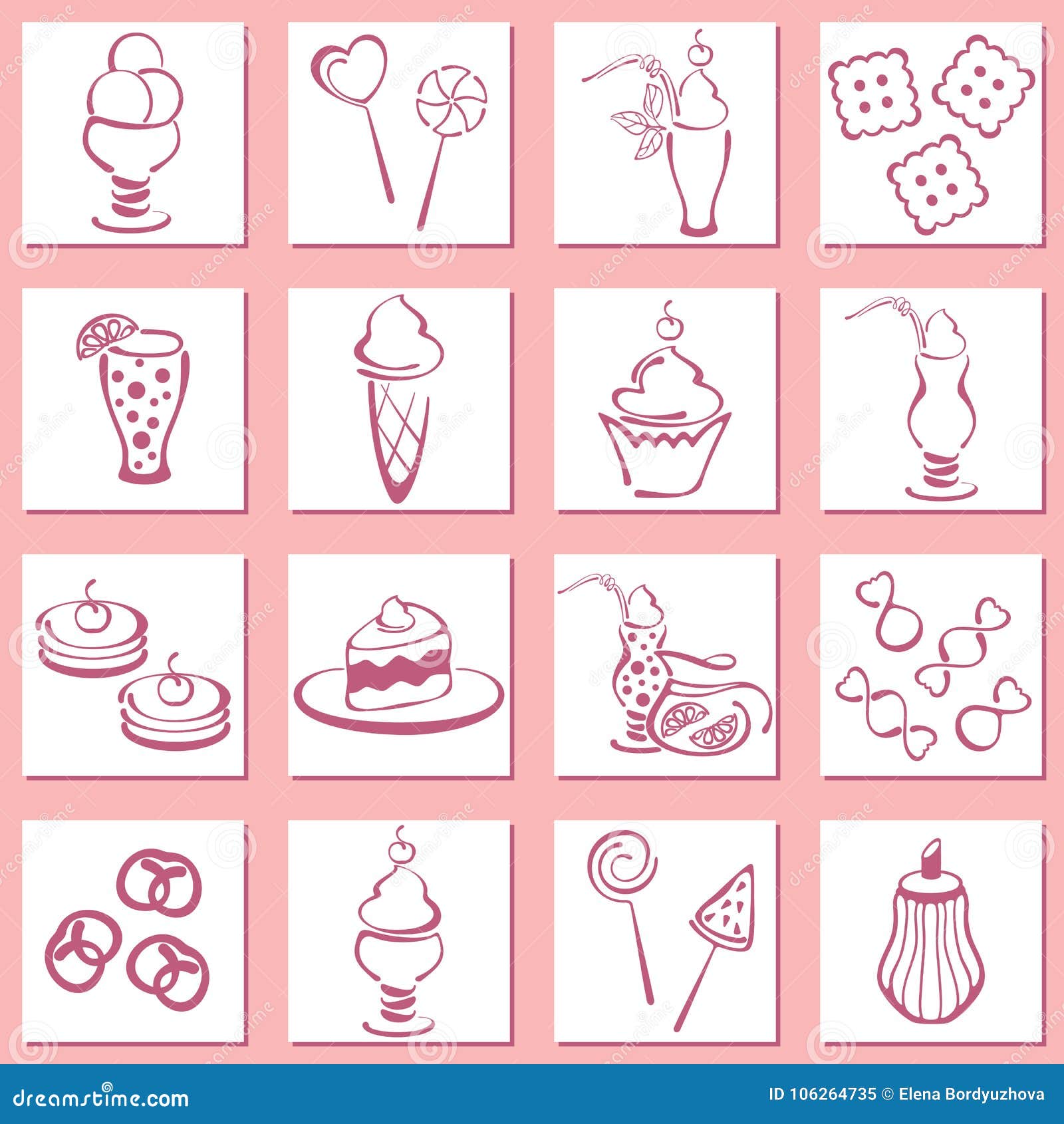 Set pastry icons stock vector. Illustration of decorative - 106264735