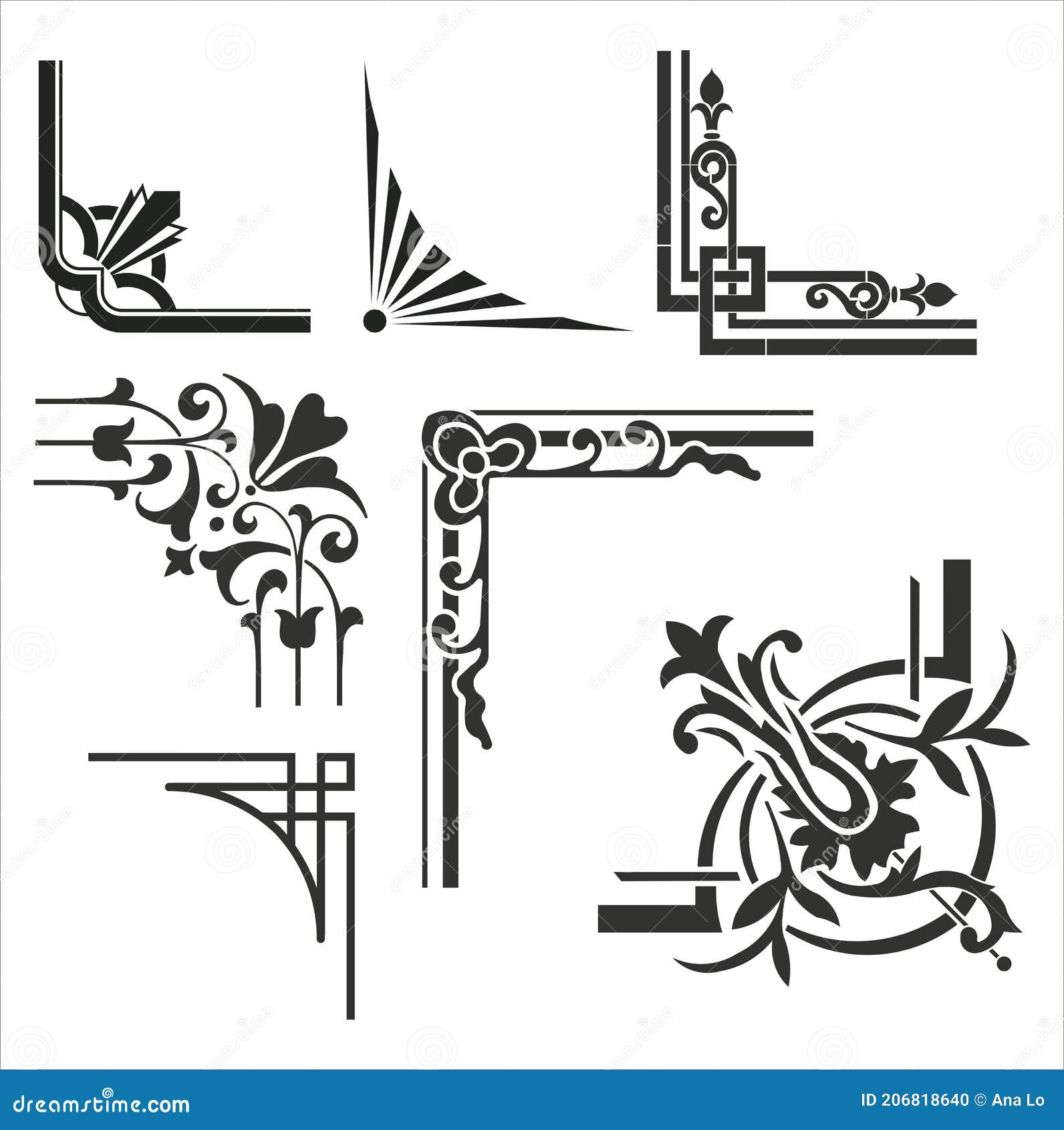 Set Vector Pattern for Corners Sandblasting Mock Up Stock Vector ...