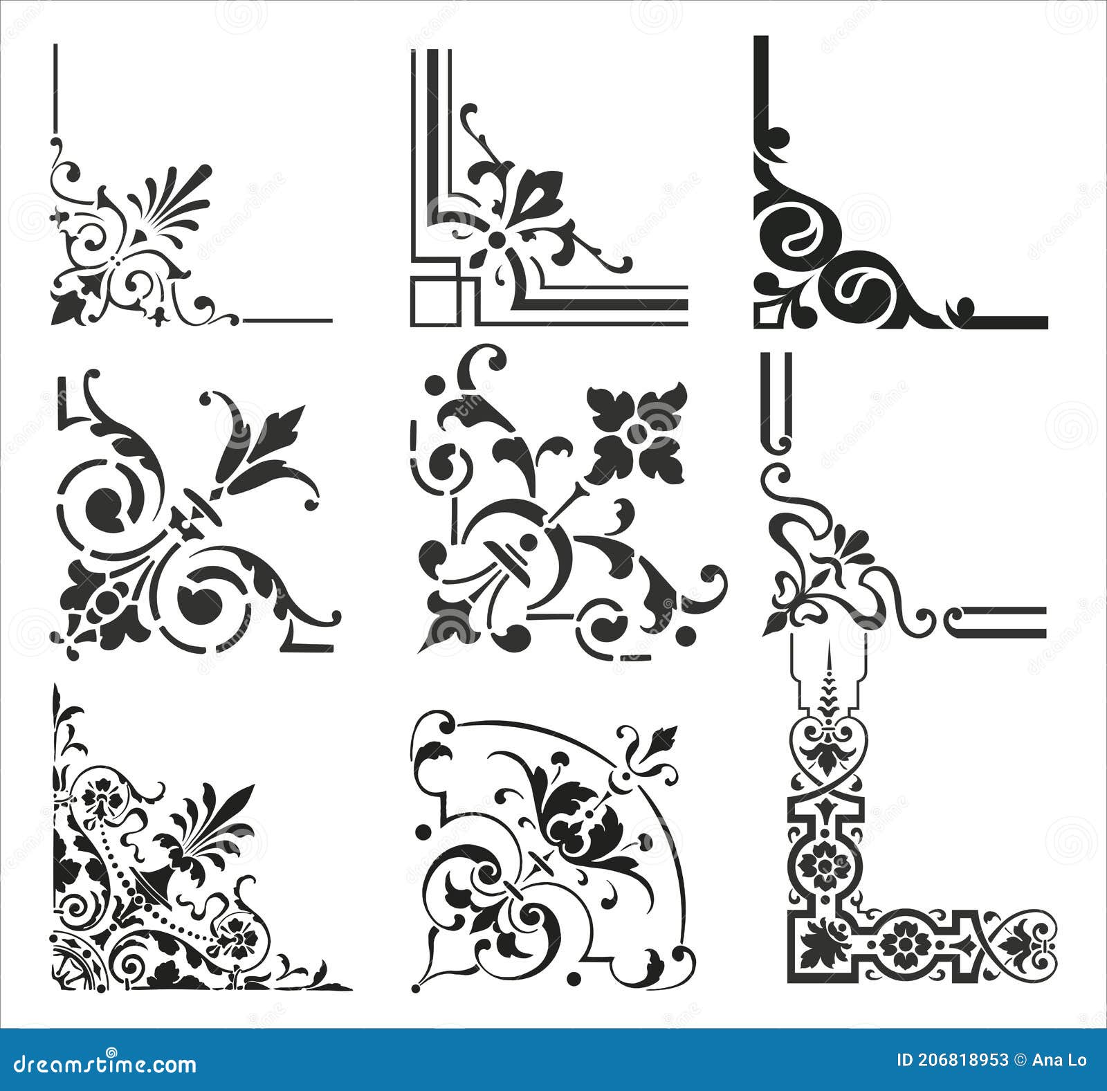 Set Vector Pattern for Corners Sandblasting Mock Up Stock Vector ...