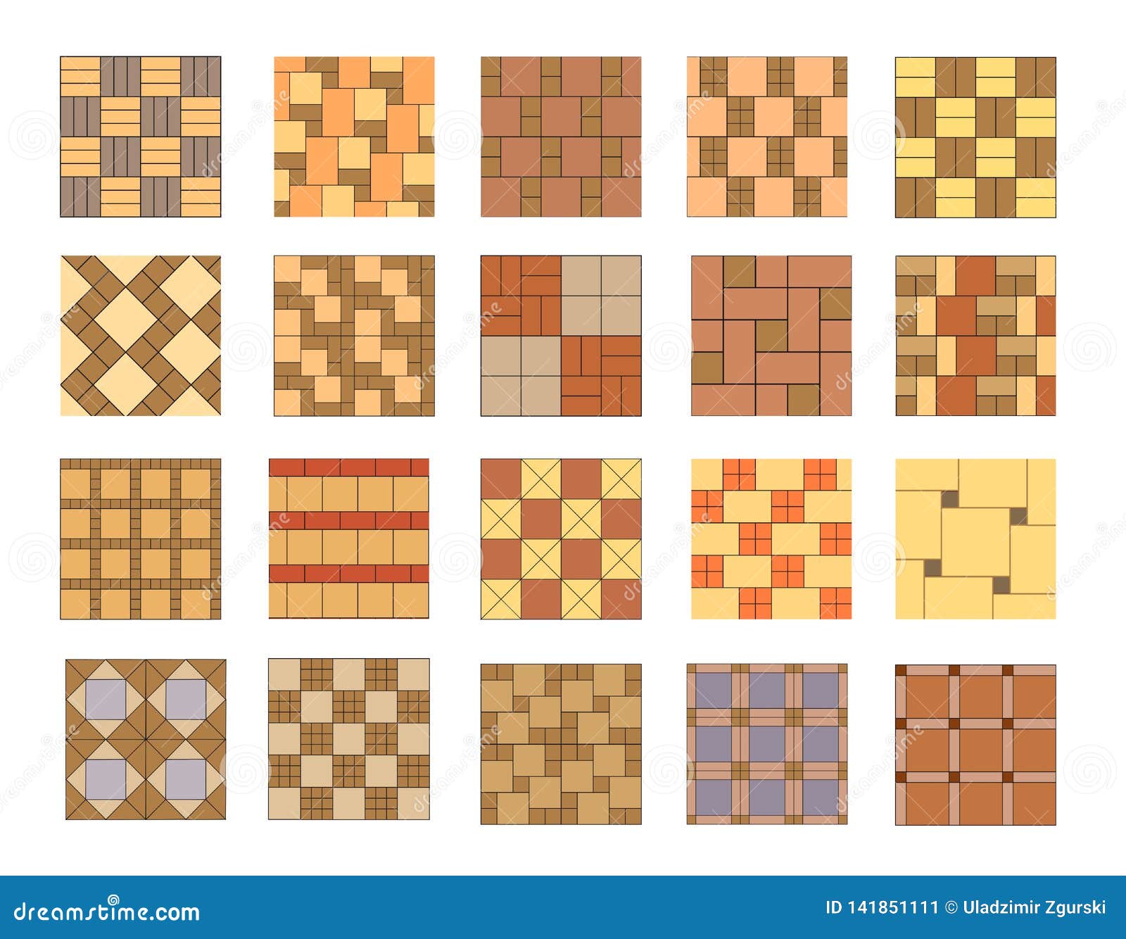 Set of Vector Paving Tiles and Bricks Patterns Stock Vector ...