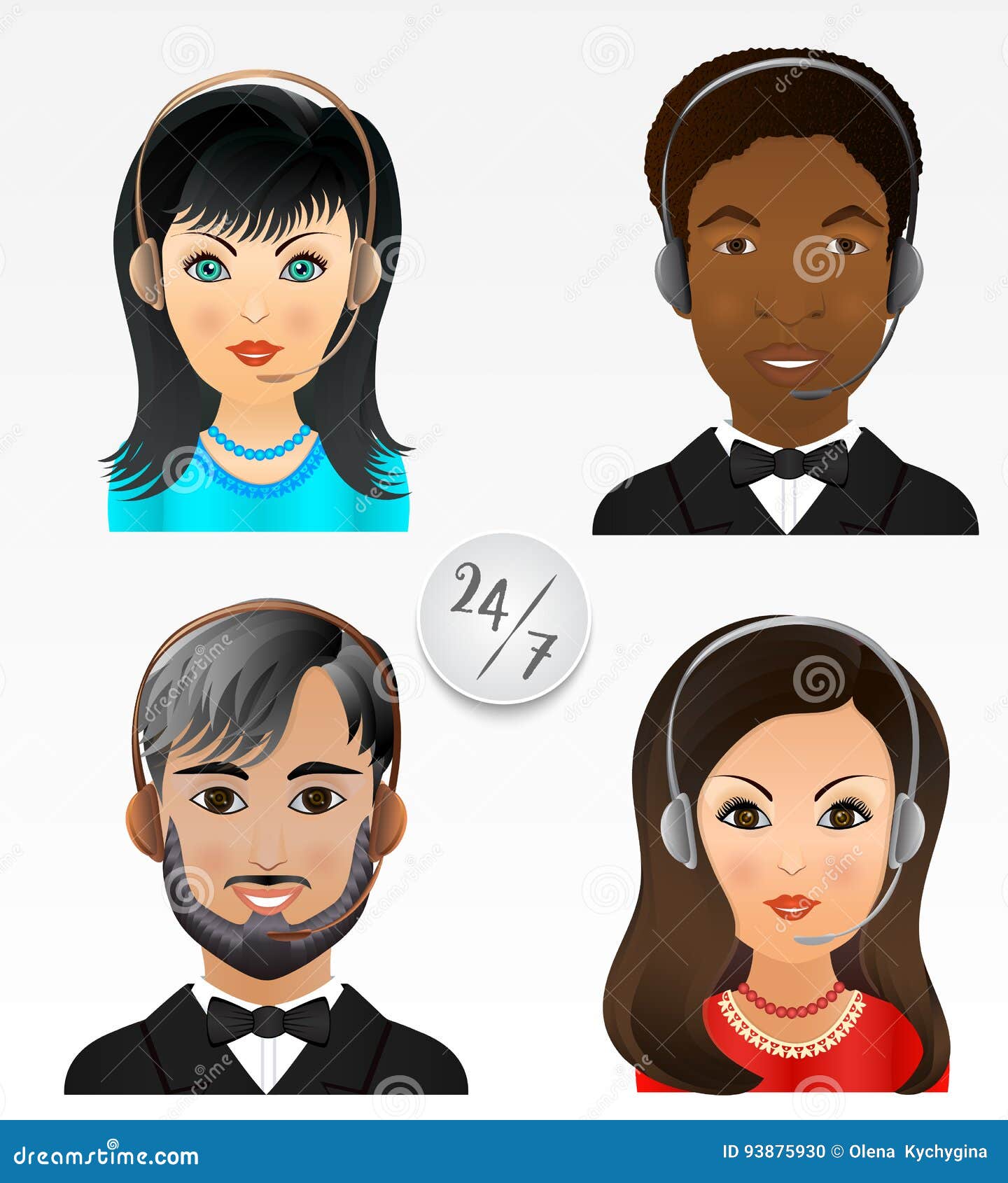 Set Vector People Avatars. Employees of Call Center Support and Stock ...