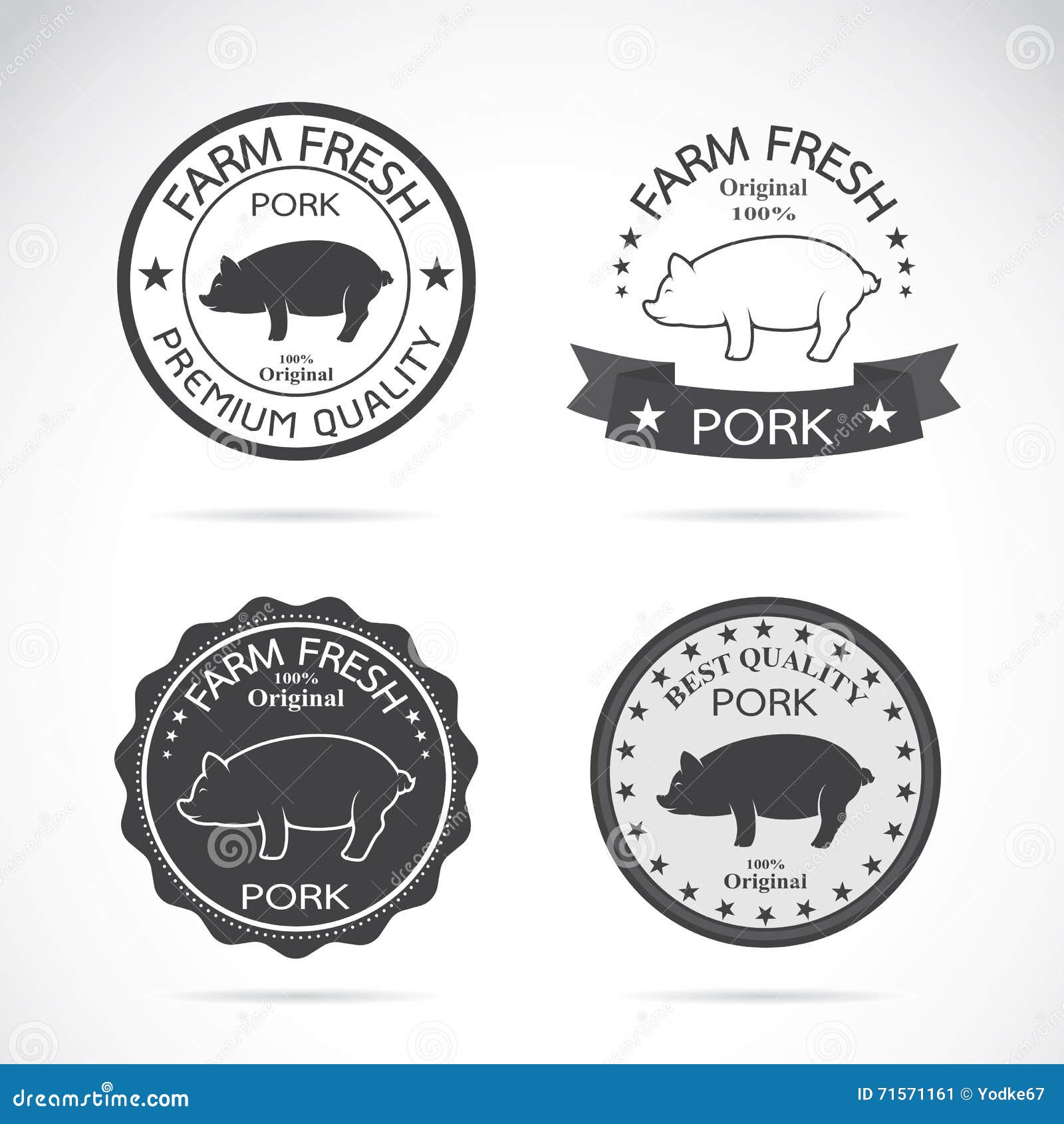Set of vector pig label stock vector. Illustration of food - 71571161