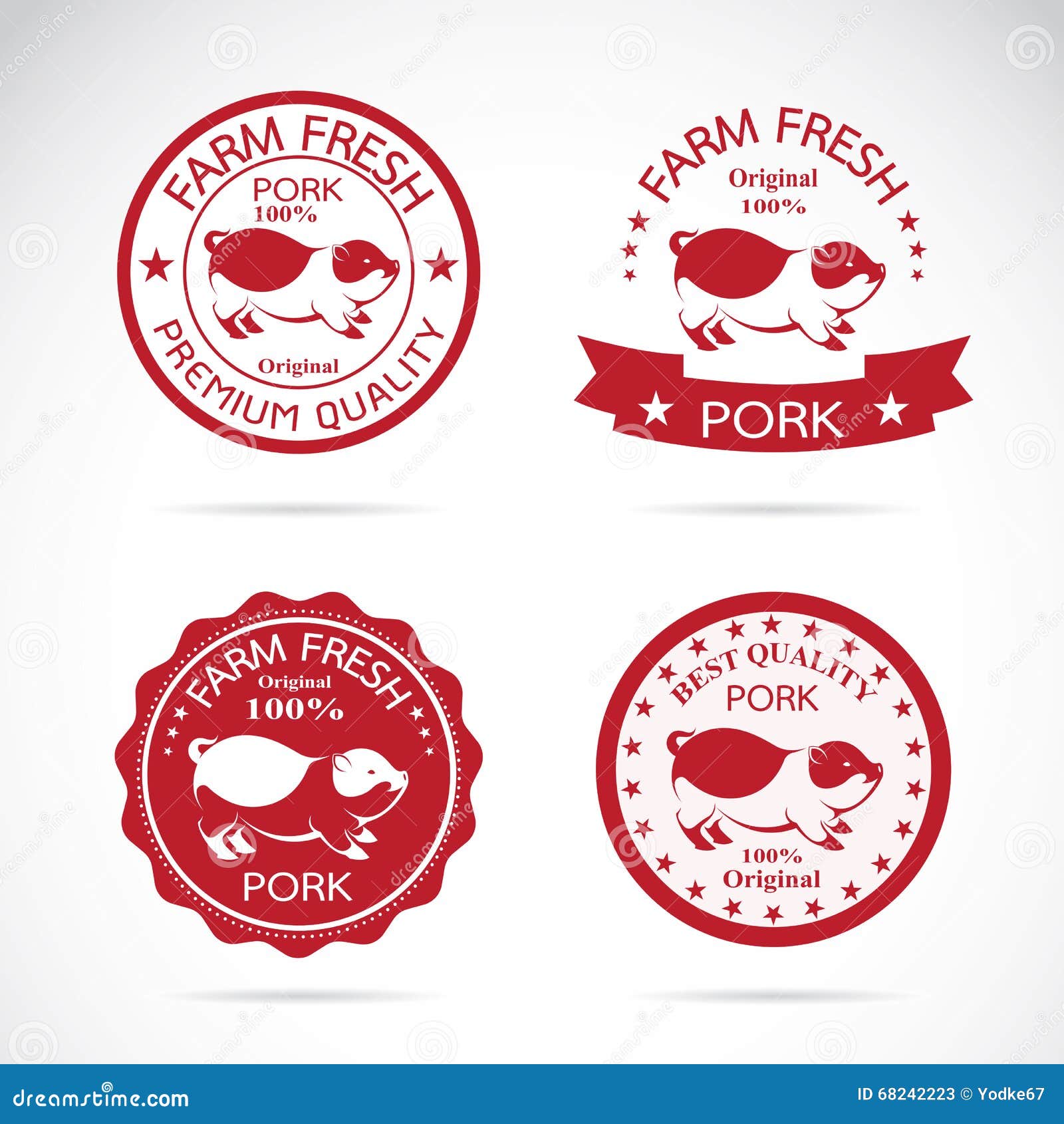 Set of Vector Pig Label on White Background. Stock Vector ...
