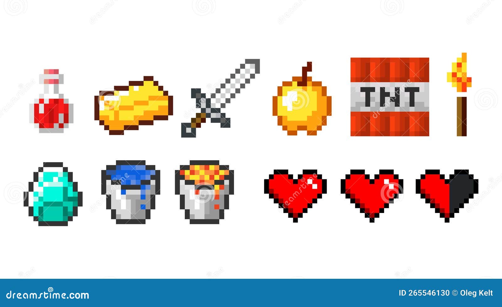 Set Of Vector Pixel Objects Objects For A Pixel Game Vector Illustration Stock Vector