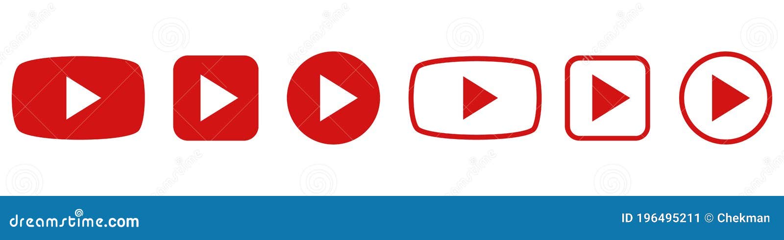 Set of Vector Play Buttons. Play Icons Isolated. Red Play Symbol ...