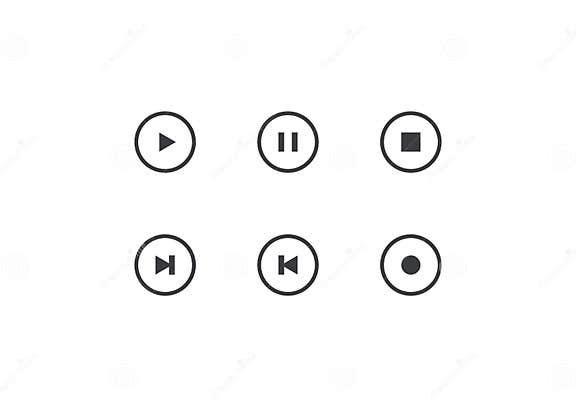 Set of Vector Player Button. Outline Element for Design Mobile App ...