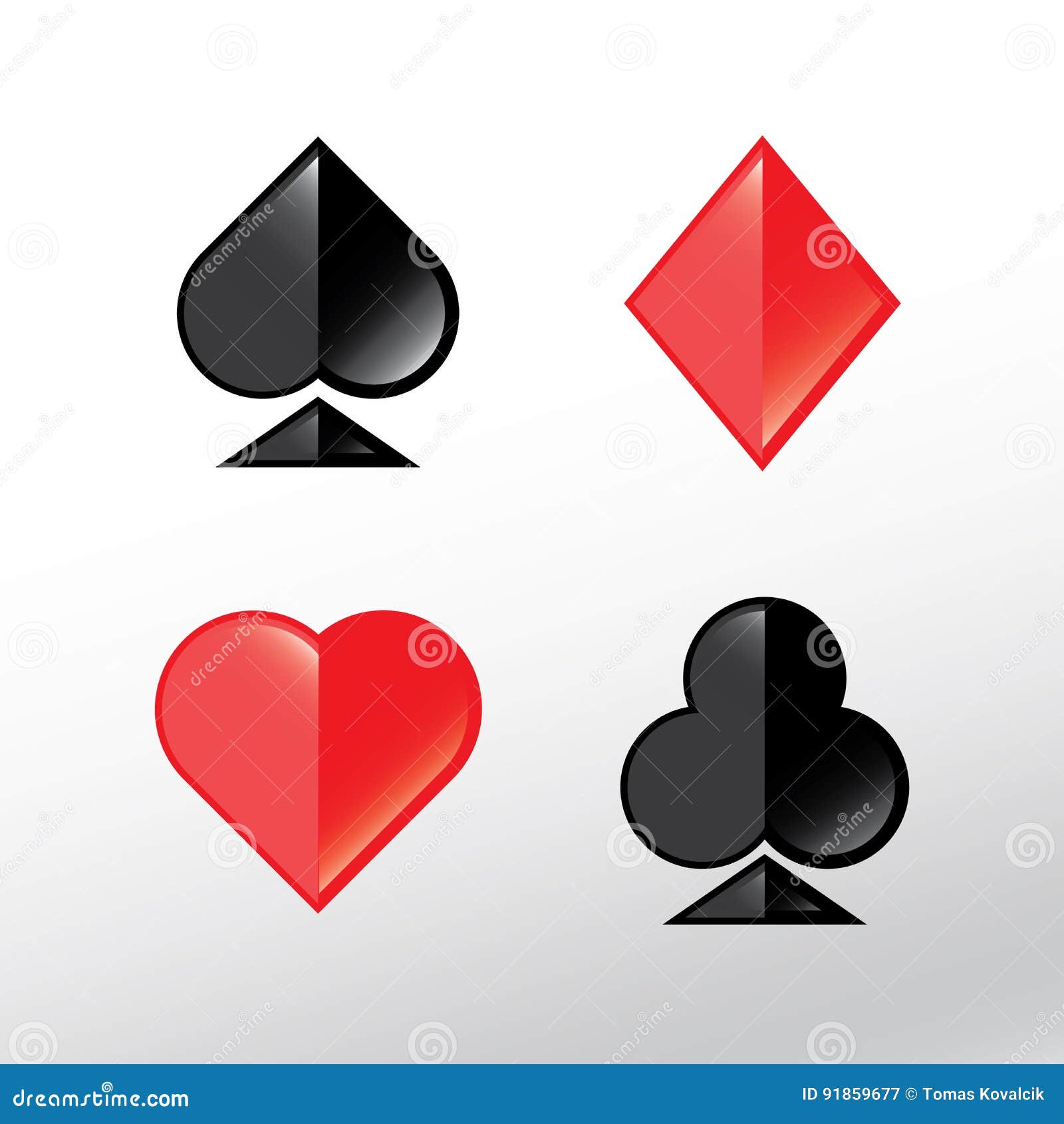 Set of Vector Playing Card Symbols Stock Vector - Illustration of ...