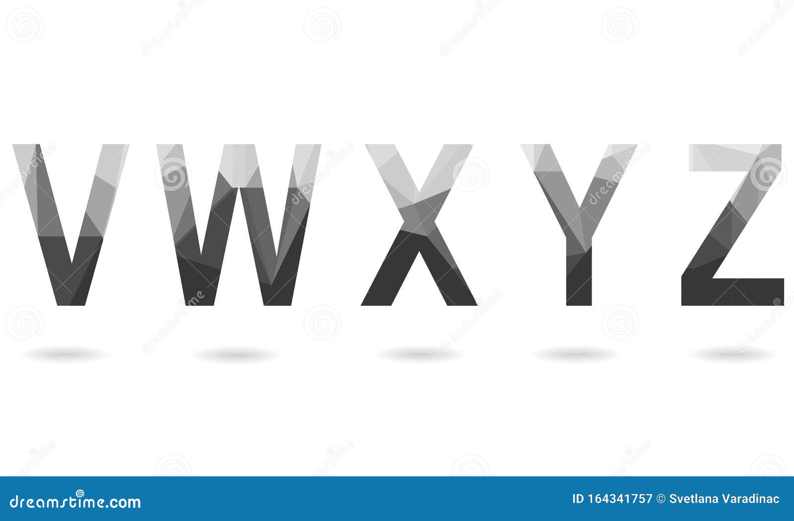 Set of Vector Polygon Letters with Shadow from V To Z Fonts. Stock ...