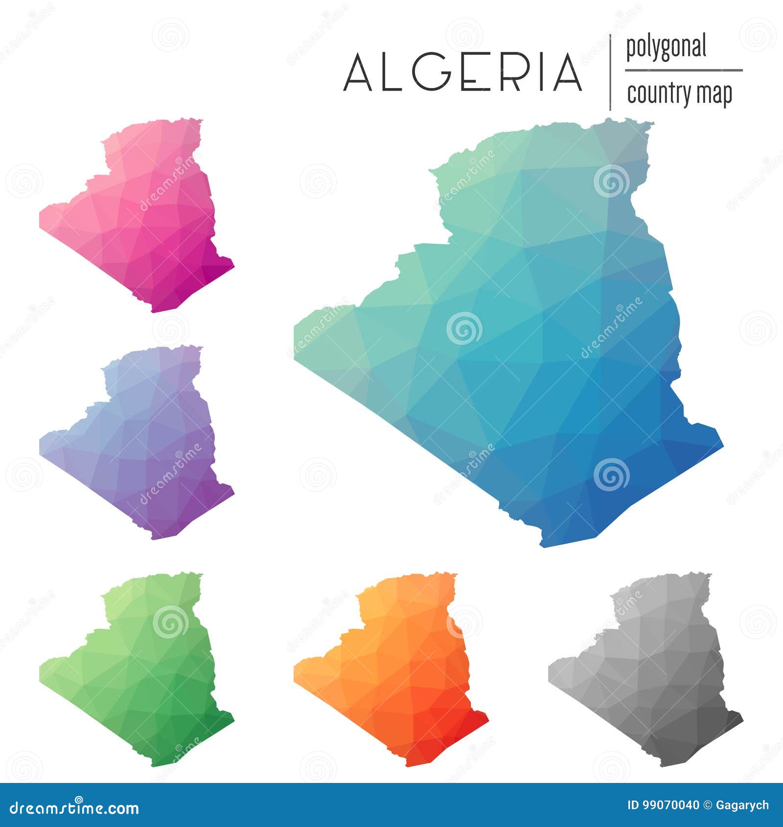 Set of Vector Polygonal Algeria Maps. Stock Vector - Illustration of ...