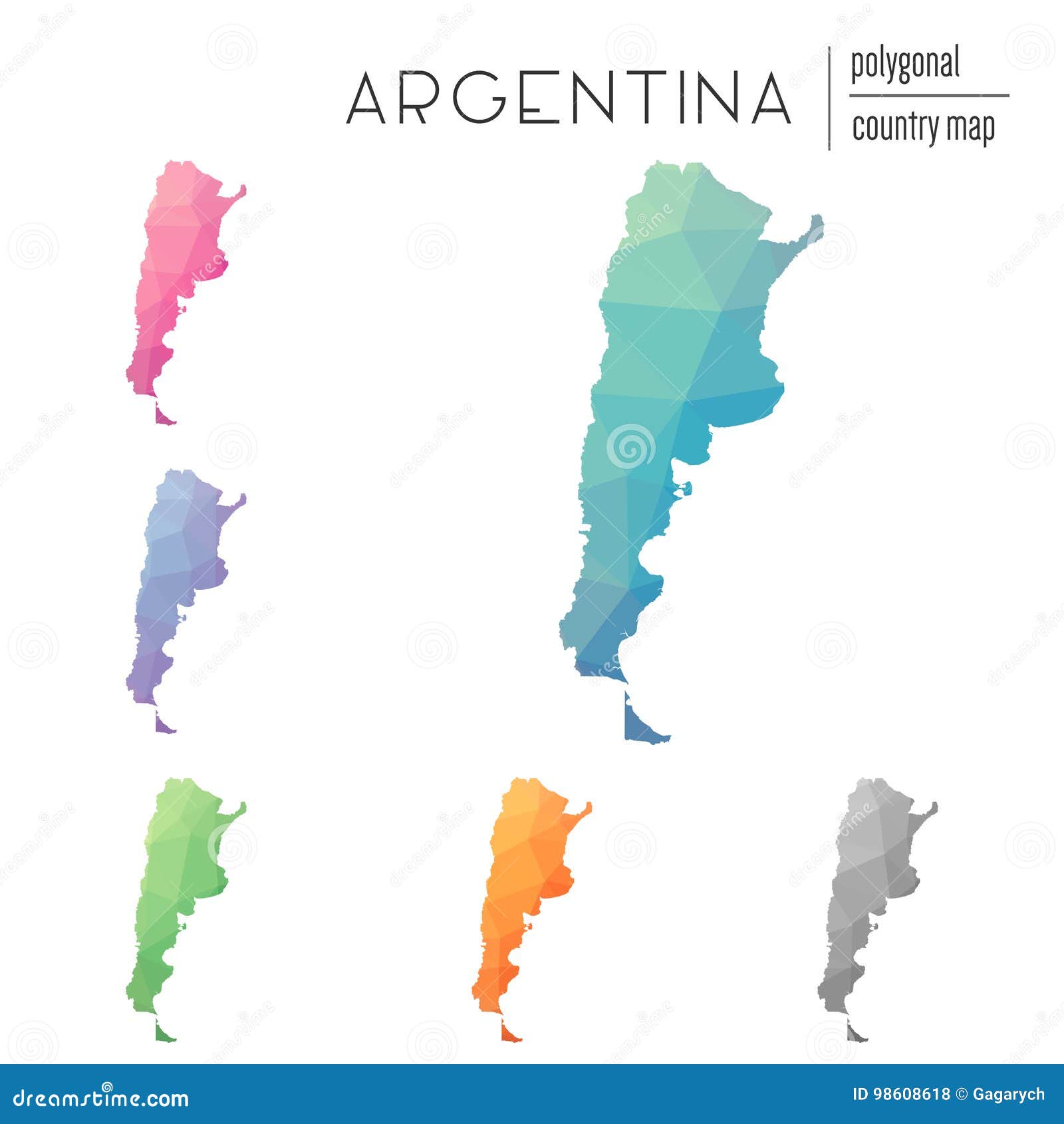 Set of Vector Polygonal Argentina Maps. Stock Vector - Illustration of ...