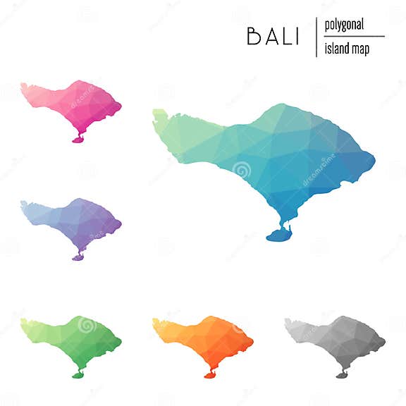 Set of Vector Polygonal Bali Maps Filled with. Stock Vector ...
