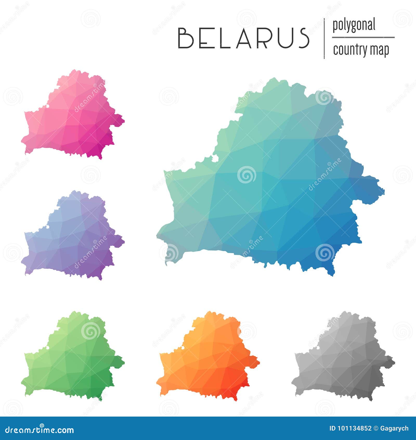 Set of Vector Polygonal Belarus Maps. Stock Vector - Illustration of ...