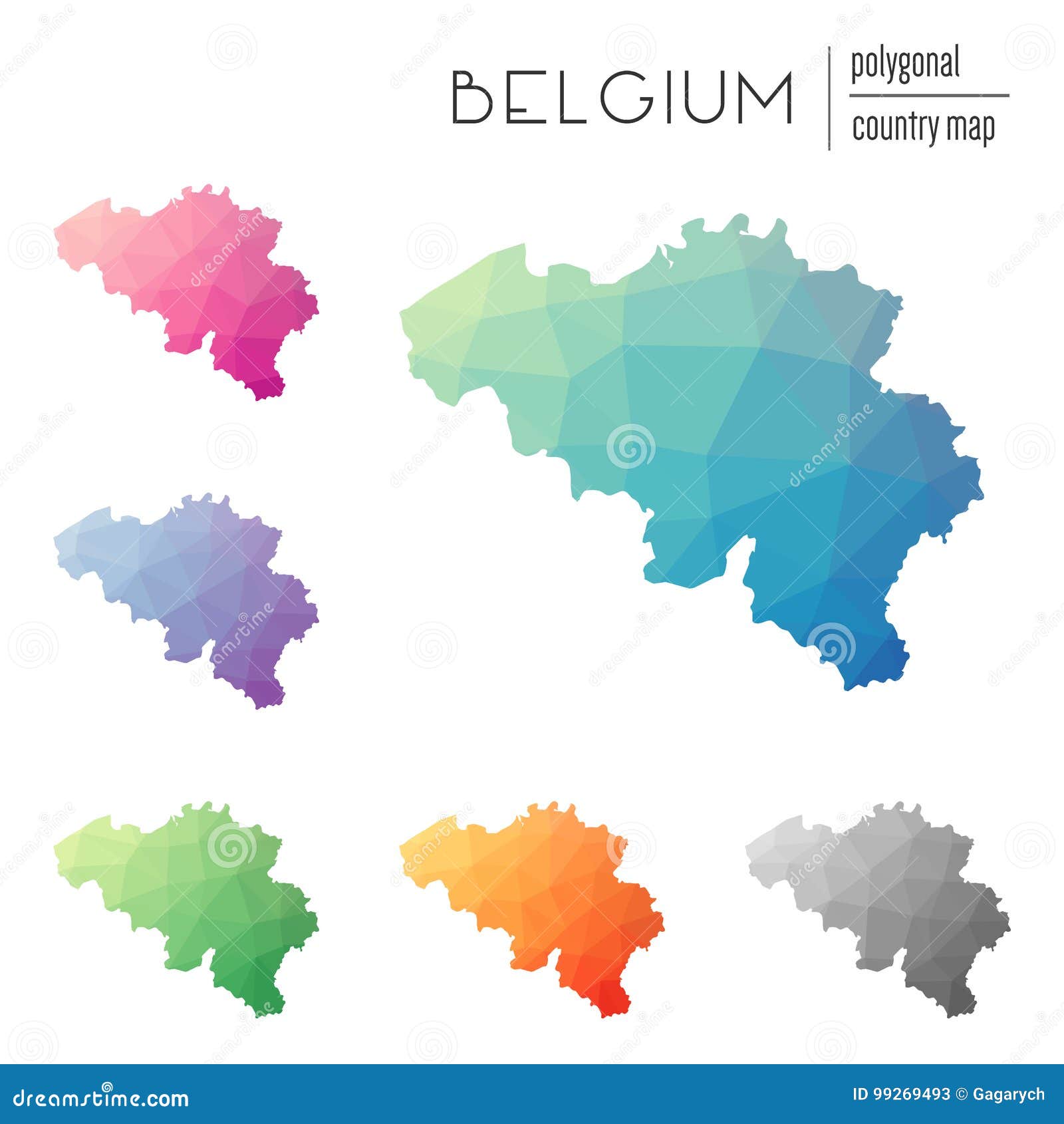 Set of Vector Polygonal Belgium Maps. Stock Vector - Illustration of ...