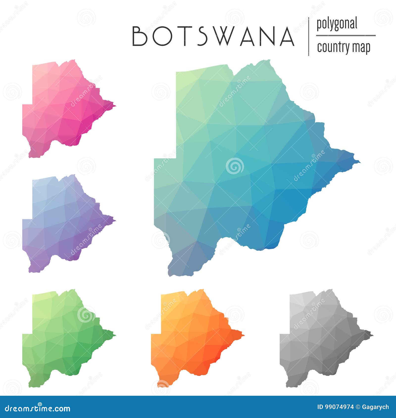 Set of Vector Polygonal Botswana Maps. Stock Vector - Illustration of ...