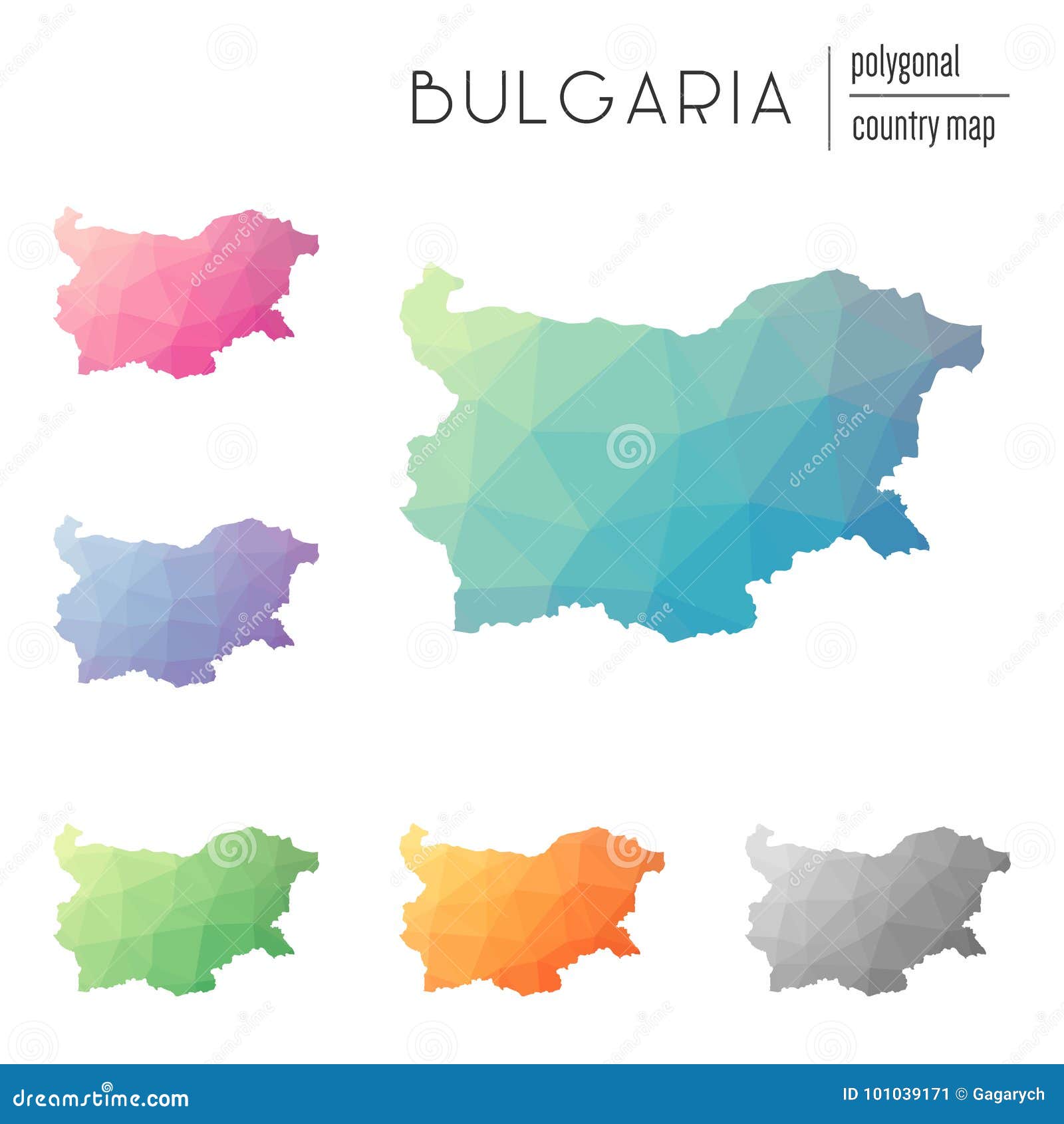 Set of Vector Polygonal Bulgaria Maps. Stock Vector - Illustration of ...