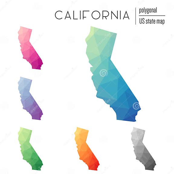 Set of Vector Polygonal California Maps. Stock Vector - Illustration of ...