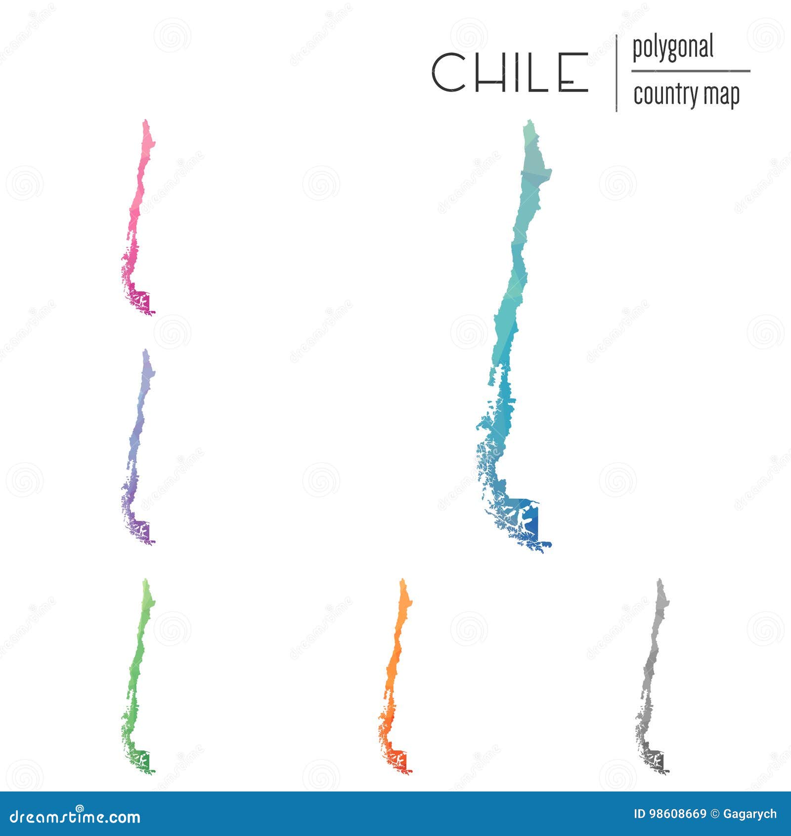 Set of Vector Polygonal Chile Maps. Stock Vector - Illustration of ...