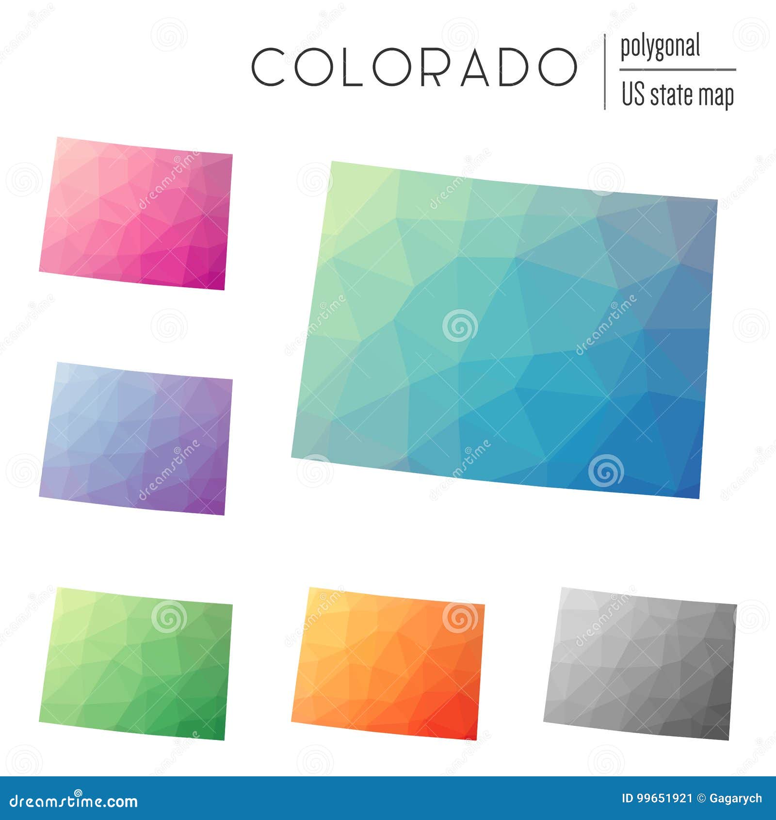 Set of Vector Polygonal Colorado Maps. Stock Vector - Illustration of ...