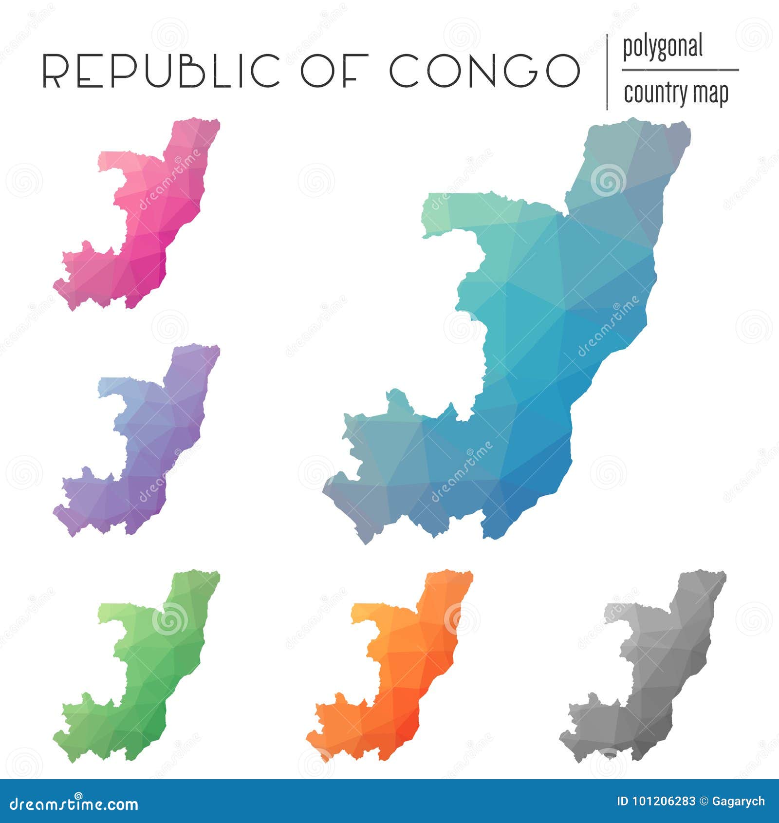 Set of Vector Polygonal Congo Maps. Stock Vector - Illustration of ...