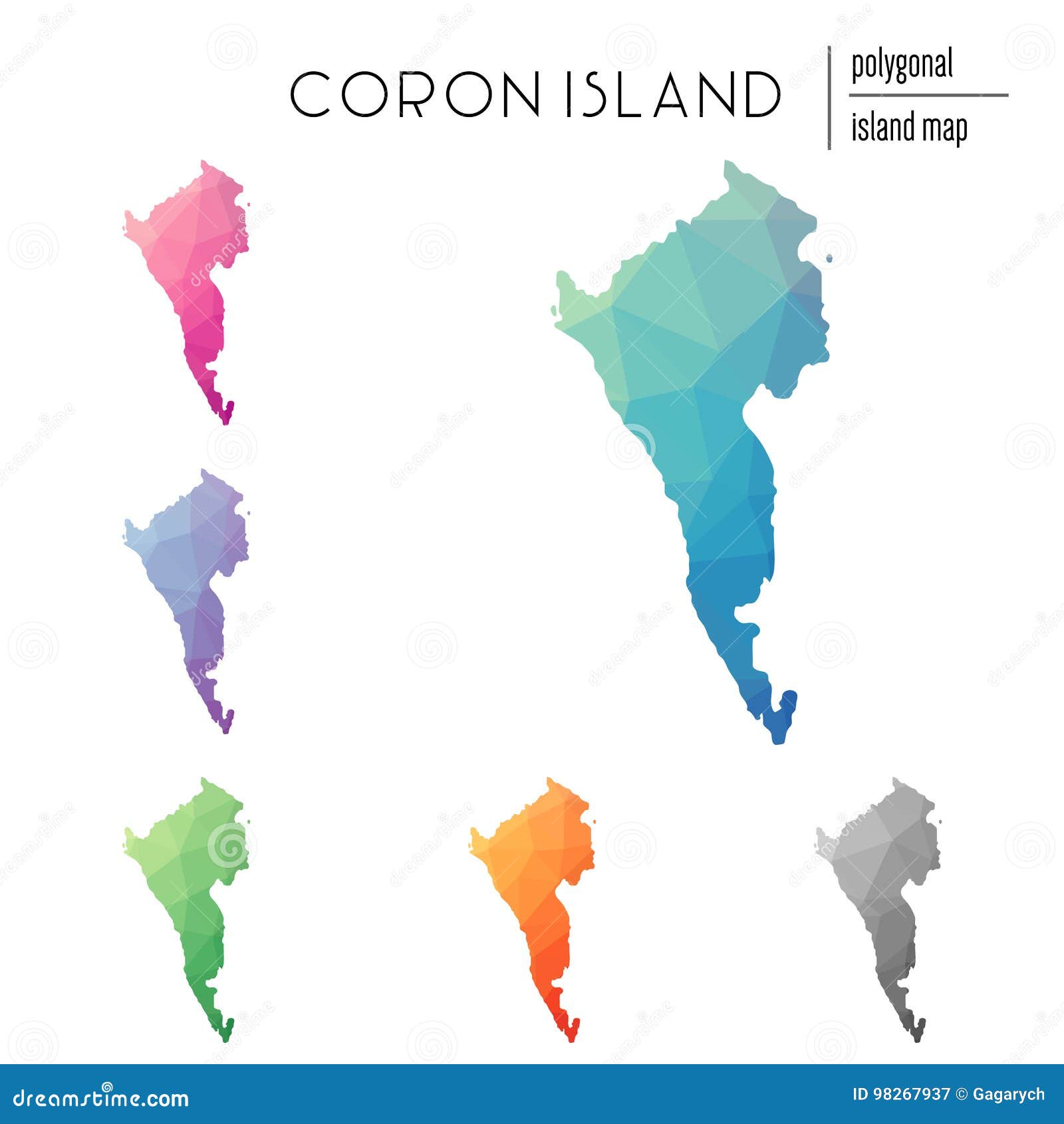 Set of Vector Polygonal Coron Island Maps Filled. Stock Vector ...