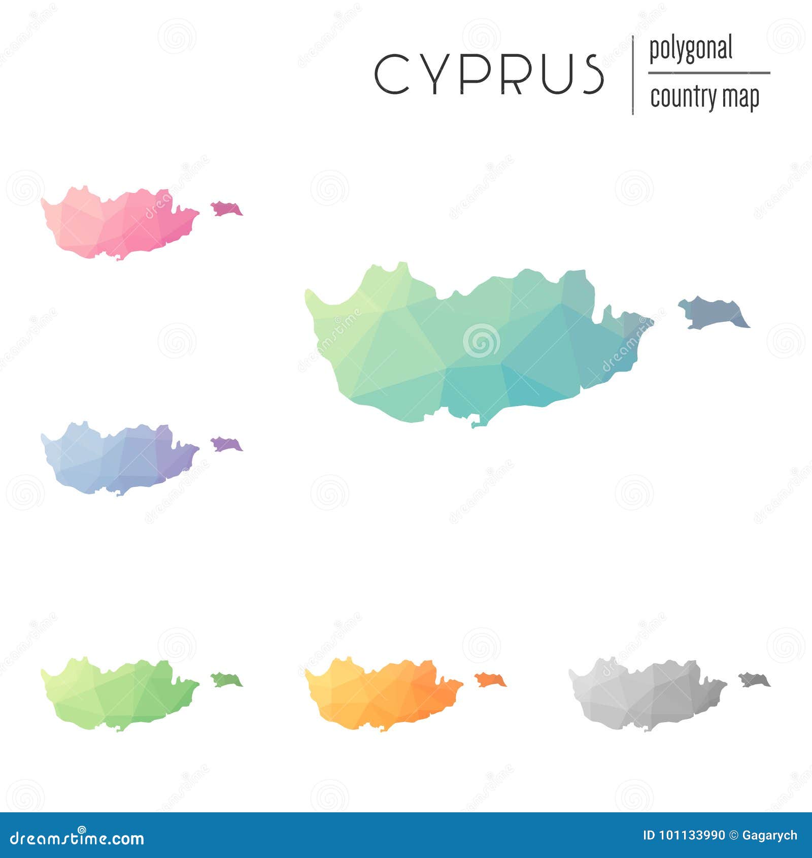 Set of Vector Polygonal Cyprus Maps. Stock Vector - Illustration of ...