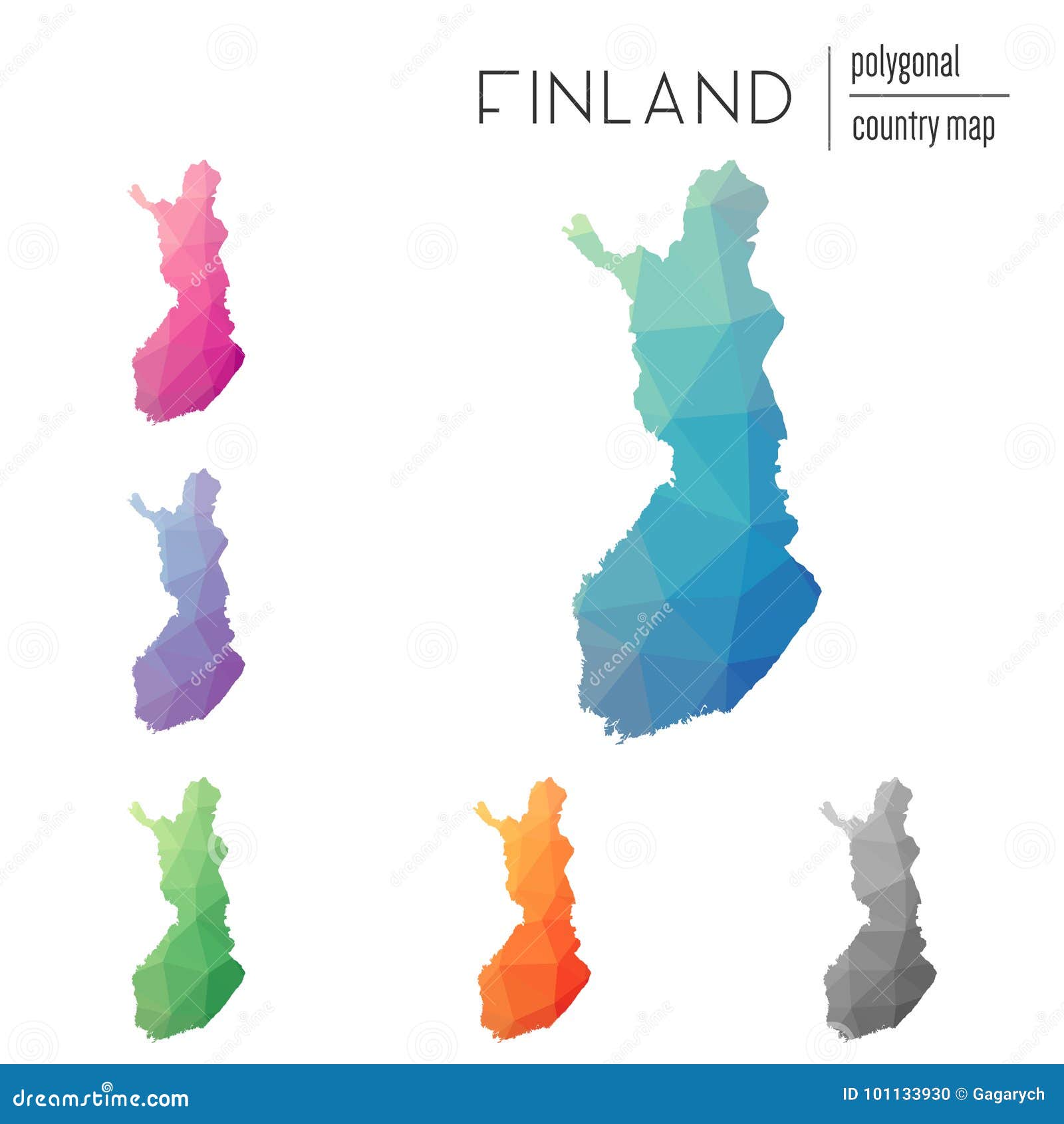 Set of Vector Polygonal Finland Maps. Stock Vector - Illustration of ...