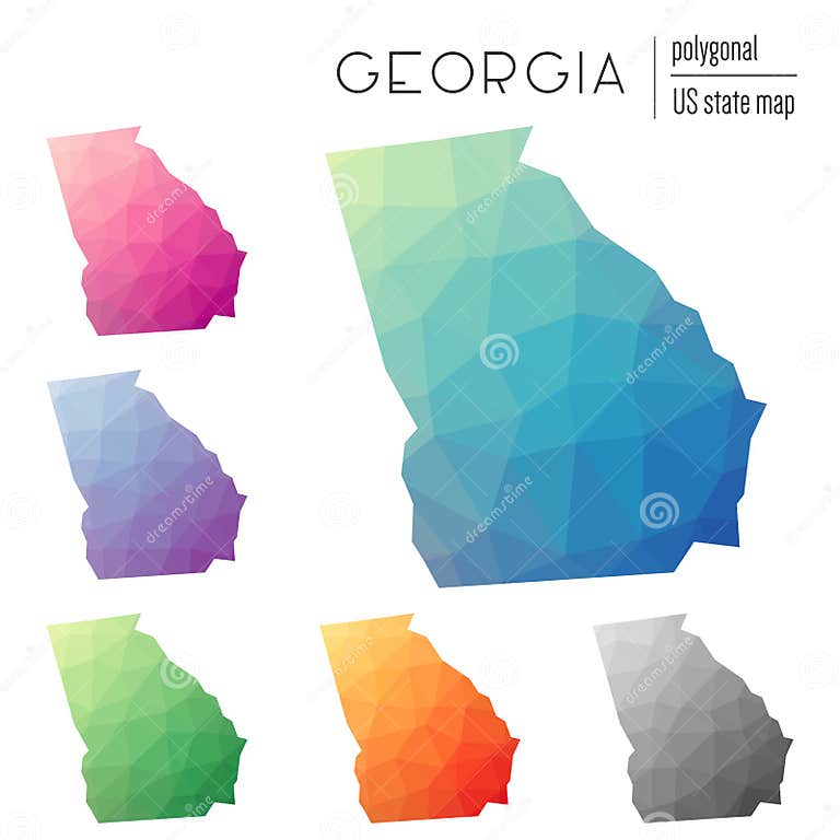 Set of Vector Polygonal Georgia Maps. Stock Vector - Illustration of ...