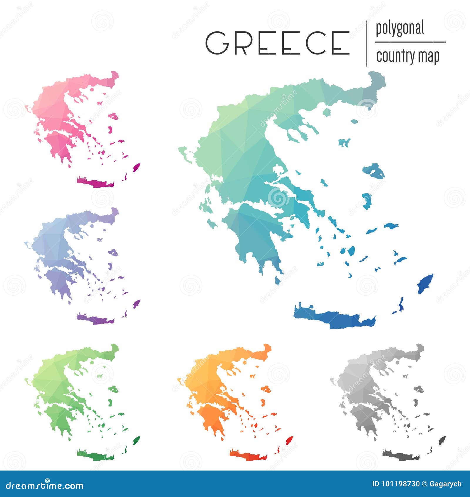 Set of Vector Polygonal Greece Maps. Stock Vector - Illustration of ...