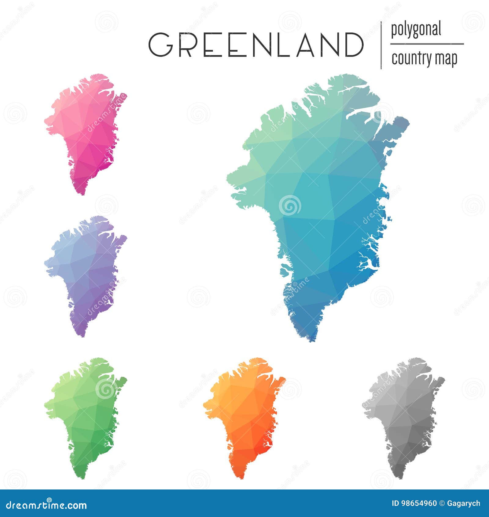 Set of Vector Polygonal Greenland Maps. Stock Vector - Illustration of ...